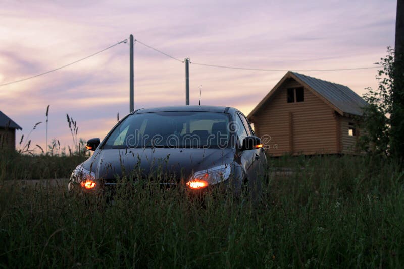 Car at sunset stock photo. Image of vision, instasun - 153971018