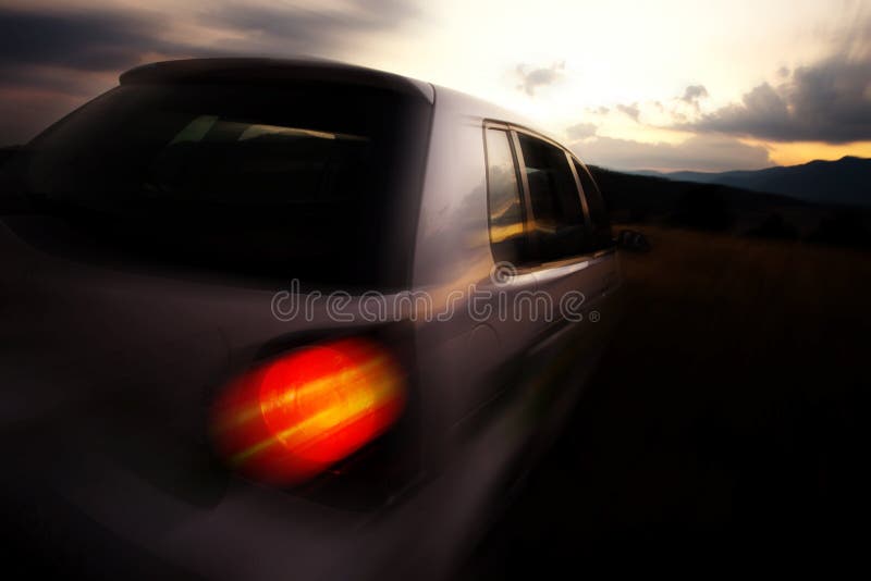 Car at Sunset Low Lighn Image Stock Image - Image of mirror, horizontal ...