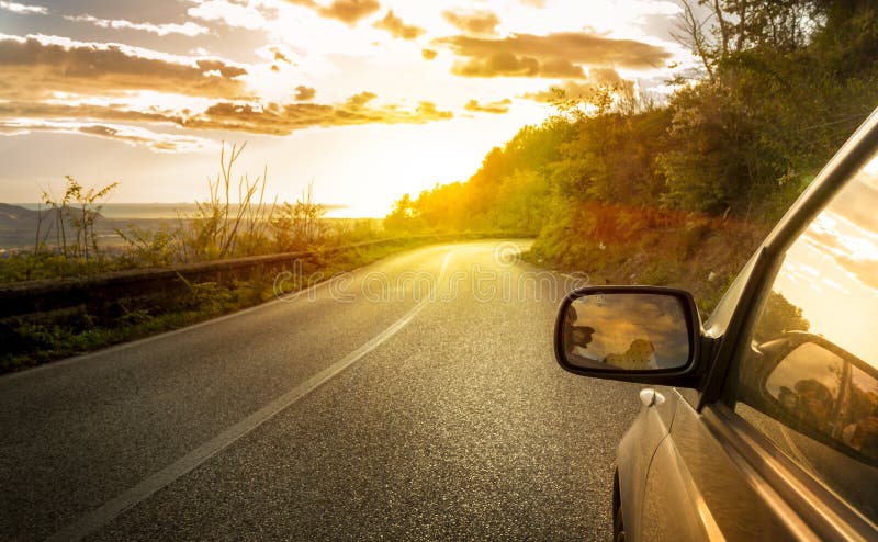Car at sunset stock image. Image of view, modern, drive - 179371911