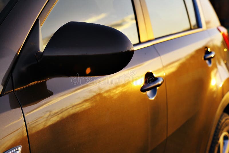 Car sunset reflection stock image. Image of reflection - 50333209
