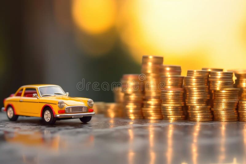 Car Surrounded by Coins. Generative AI. Stock Illustration ...