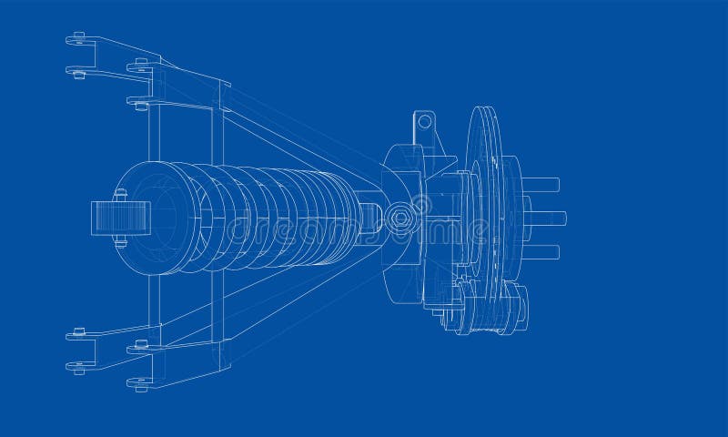 Car Suspension with Shock Absorber Stock Illustration - Illustration of ...