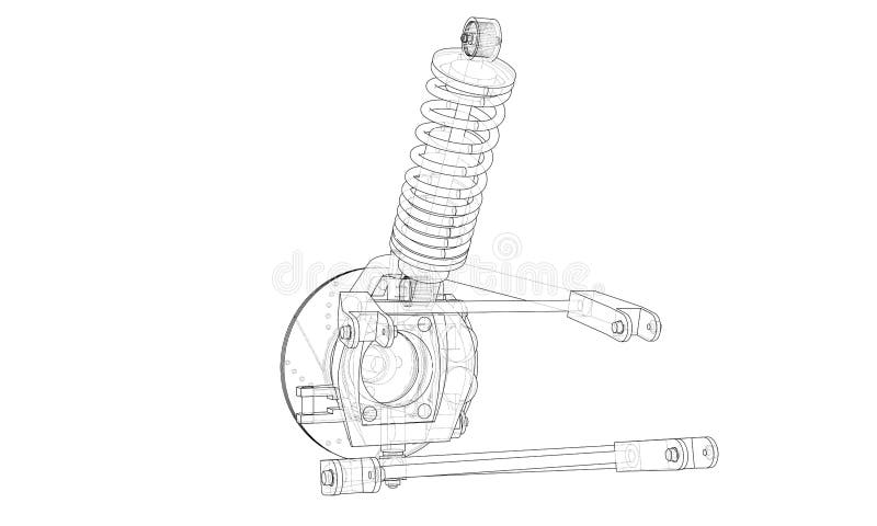 Car Suspension with Shock Absorber Stock Illustration - Illustration of ...