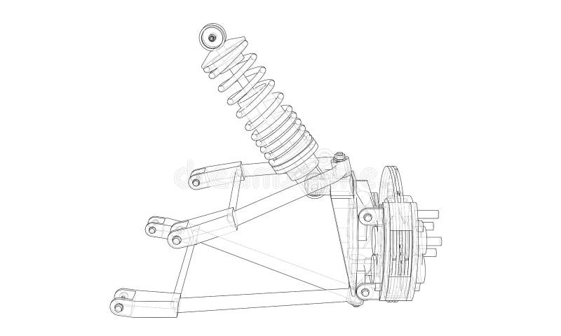 Car Suspension with Shock Absorber Stock Illustration - Illustration of ...