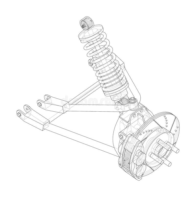 Car Suspension with Shock Absorber Stock Illustration - Illustration of ...
