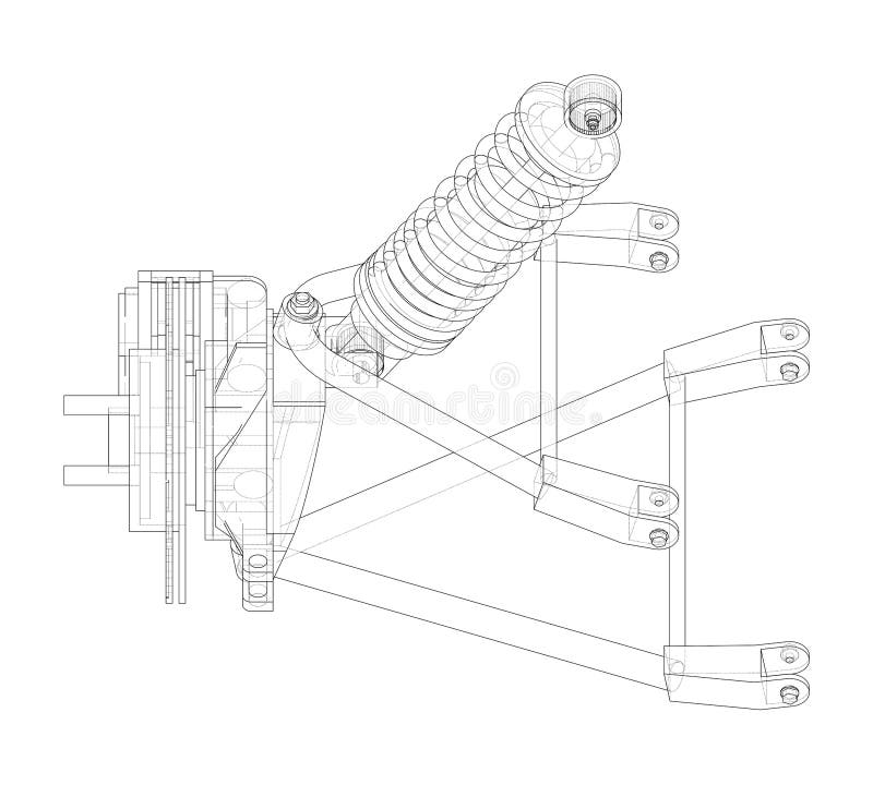 Car Suspension with Shock Absorber Stock Illustration - Illustration of ...