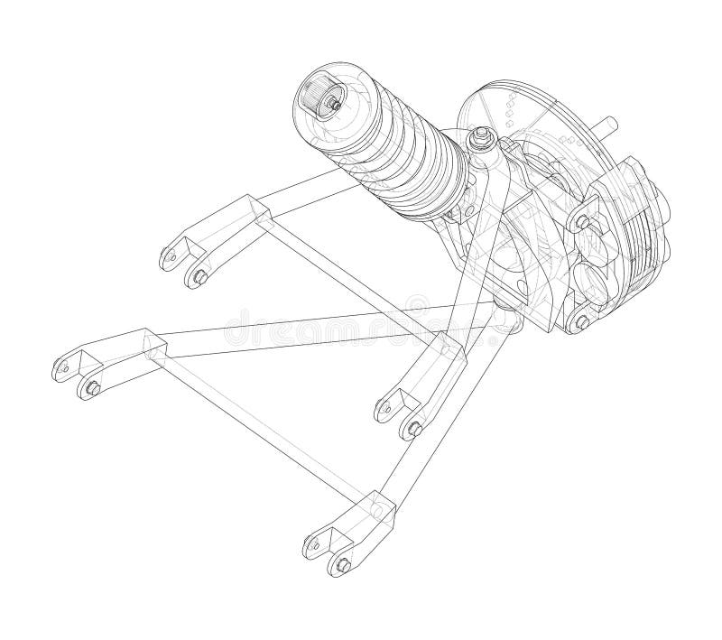 Car Suspension with Shock Absorber Stock Illustration - Illustration of ...
