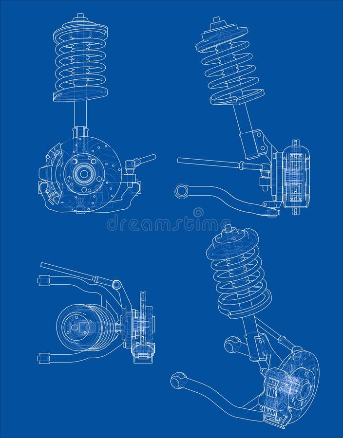 Car Suspension with Shock Absorber Stock Vector - Illustration of ...