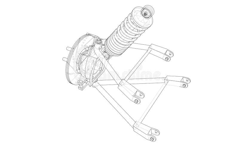 Car Suspension with Shock Absorber. Vector Stock Vector - Illustration ...