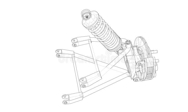 Car Suspension with Shock Absorber. Vector Stock Vector - Illustration ...