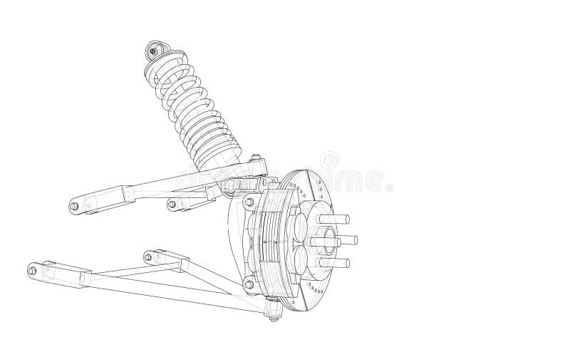 Car Suspension with Shock Absorber. Vector Stock Vector - Illustration ...