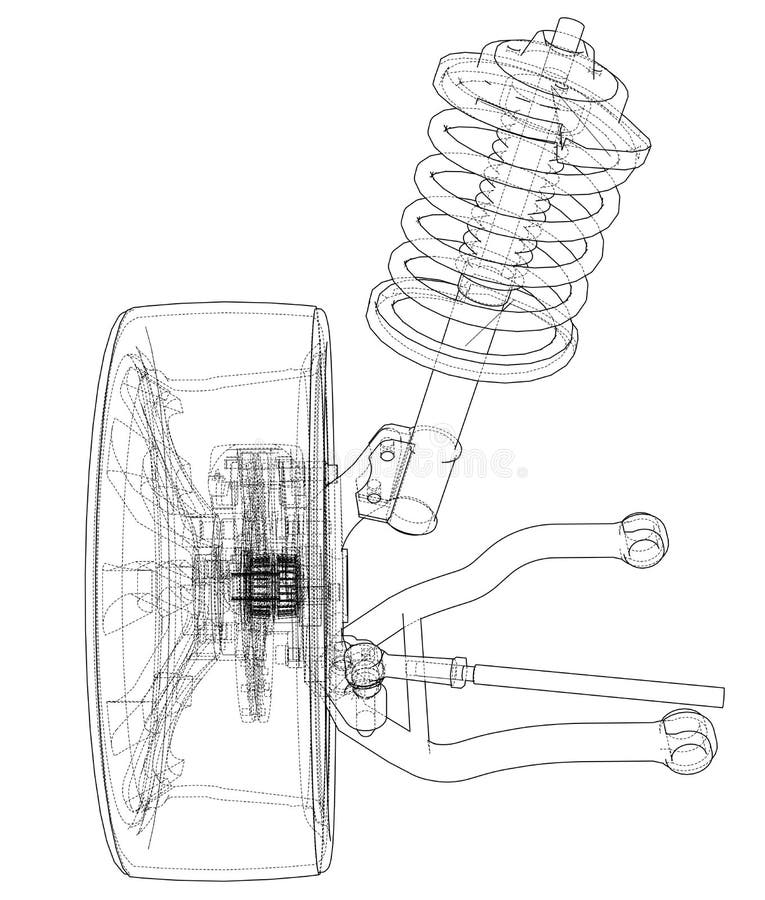 Car Suspension with Wheel Tire and Shock Absorber Stock Vector ...