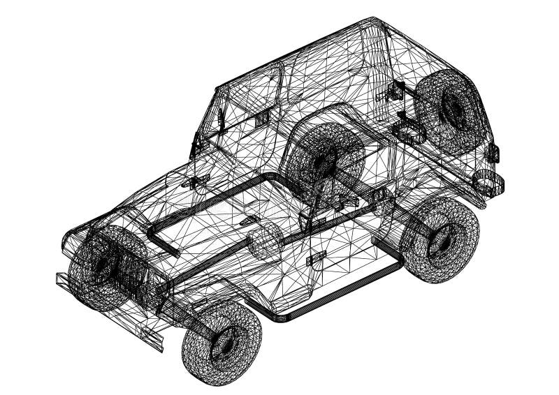 Car Suv 3D Blueprint - Isolated Stock Illustration - Illustration of ...