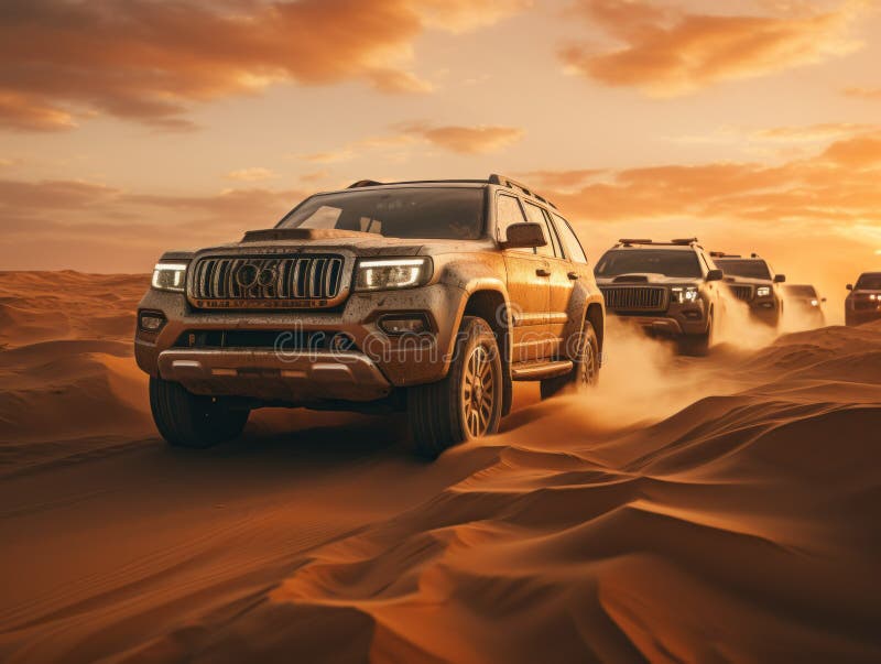 Car SUV in the Desert on the Sand Dunes Stock Image - Image of emirates ...