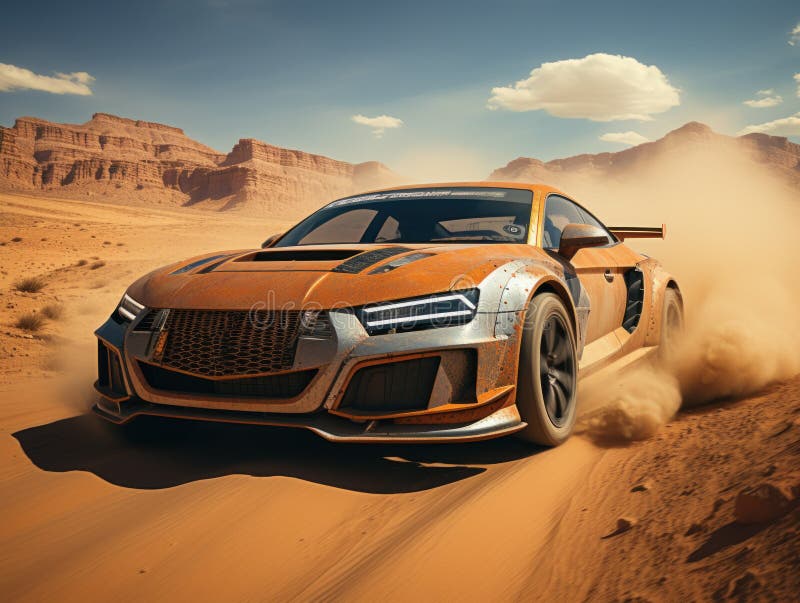 Car SUV in the Desert on the Sand Dunes Stock Image - Image of ...