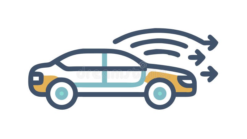 Car with Swerving or Motion Lines Icon Vector Illustration, Vector ...