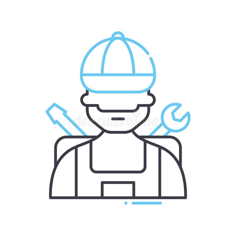 Car Technician Line Icon Outline Symbol Vector Illustration Concept