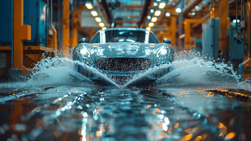 Car in Testing Facility Splashing Water - Generative Ai Stock ...