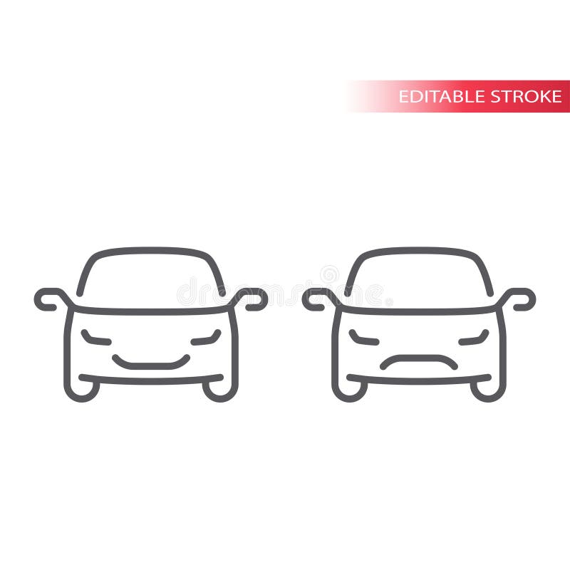 Car Thin Line Vector Icon. Happy and Sad, Smiley Car Stock Vector ...