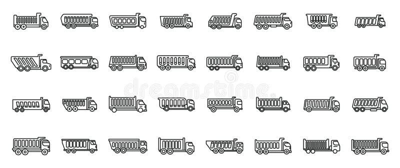 Car Tipper Icons Set Outline Vector. Truck Car Stock Vector ...