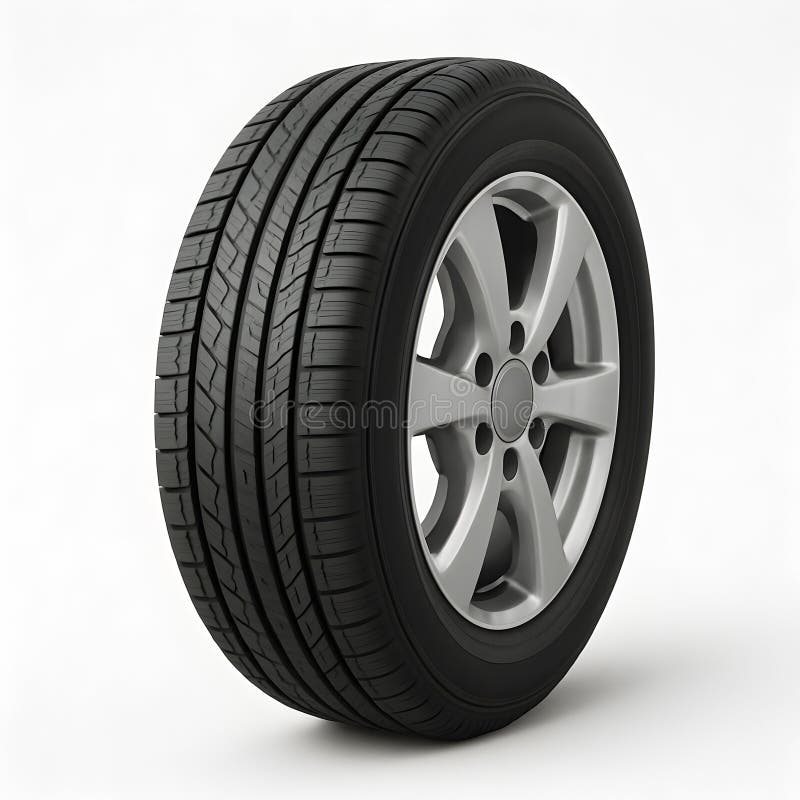 Car Tire and Alloy Wheel on White Background Stock Photo - Image of ...