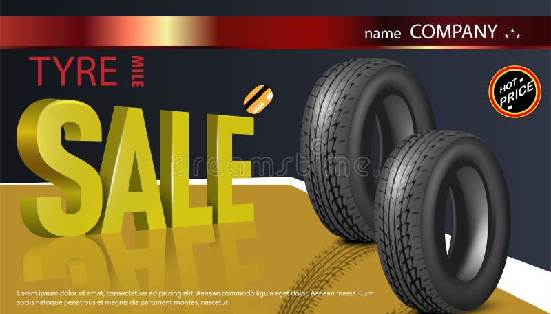 Car Tire Background. Vector Automotive Banner Template. Stock Vector ...