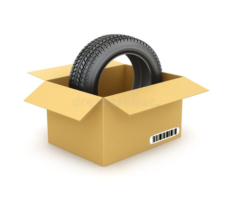 Car tire in a box stock illustration. Illustration of professional ...