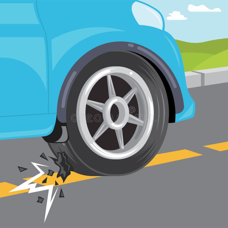 Car Tire Burst on Highway Cartoon Vector Element Design Stock Vector ...