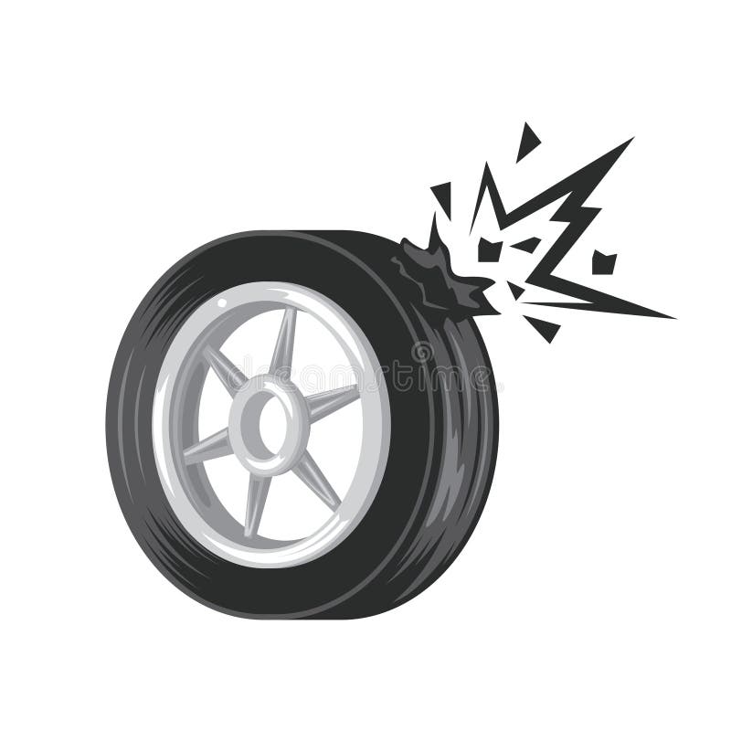 Car Tire Burst Vector Cartoon Design Element Stock Illustration ...