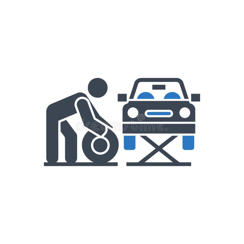 Car Tire Change Icon stock illustration. Illustration of lifting ...