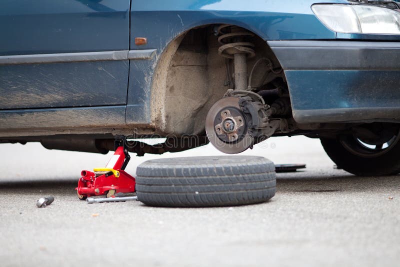 Car Tire Change Wheel Repair Montage Stock Image - Image of montage ...
