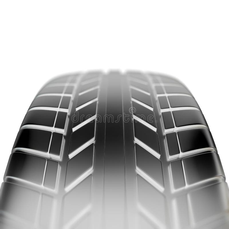 Car Tire in Close-up View with Depth of Field Effect. 3d Illustration ...
