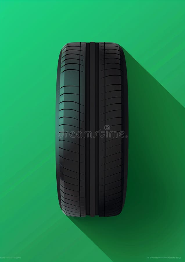 Car Tire on Green Background Stock Illustration - Illustration of tire ...