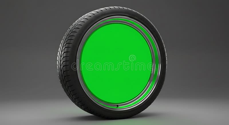 Car Tire with Green Screen for Automotive or Advertisement Compositing ...