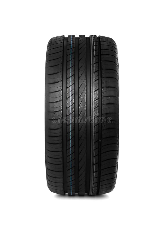 Car Tire Isolated on White Background. Stock Image - Image of tread ...