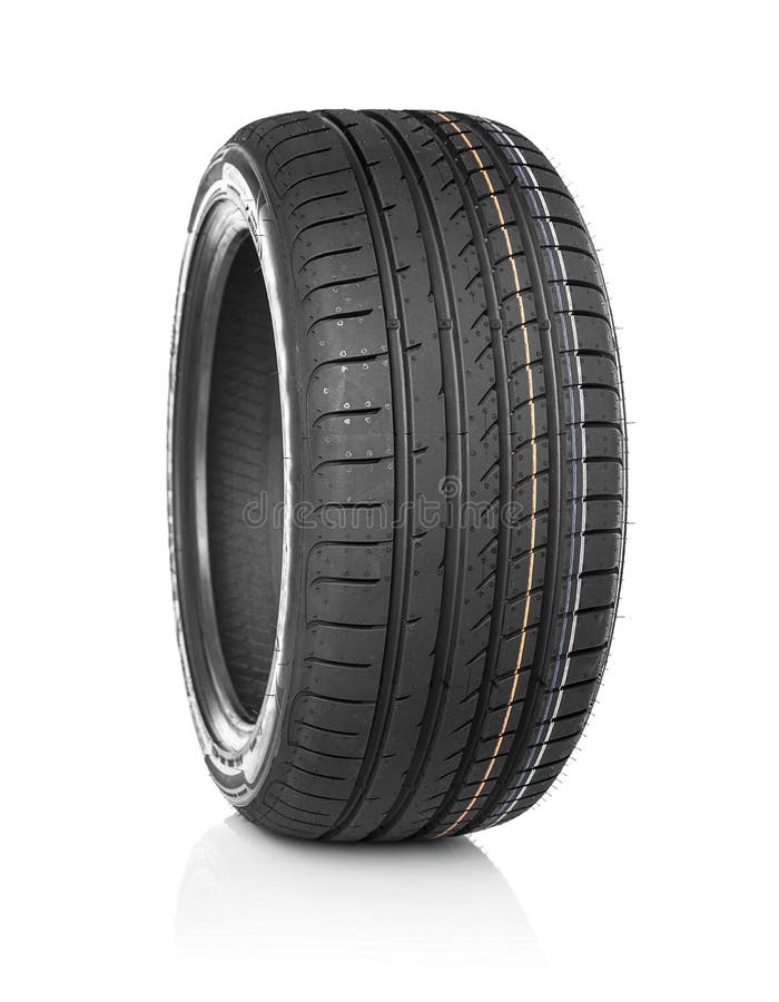 Car Tire Isolated on White Background. Stock Image - Image of tread ...