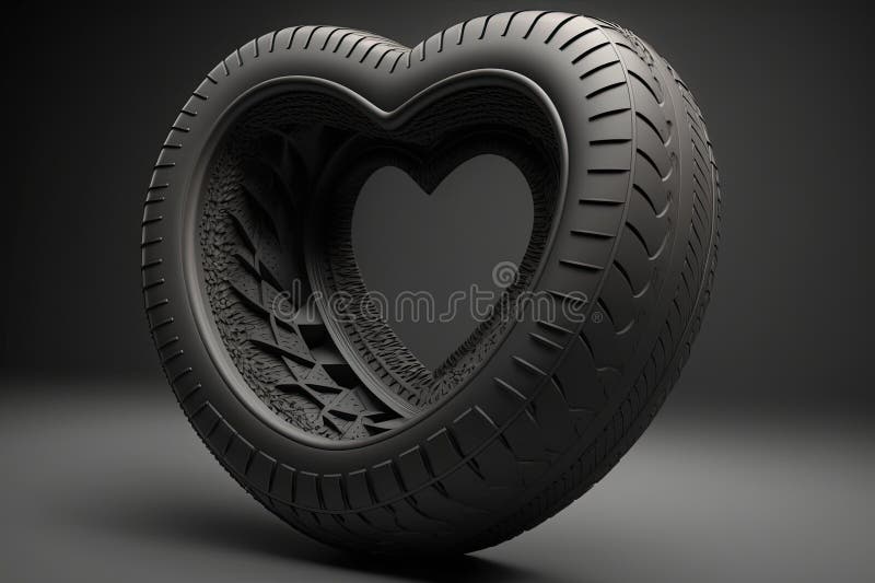Car Tire in the Shape of a Heart. Generative AI Stock Illustration ...