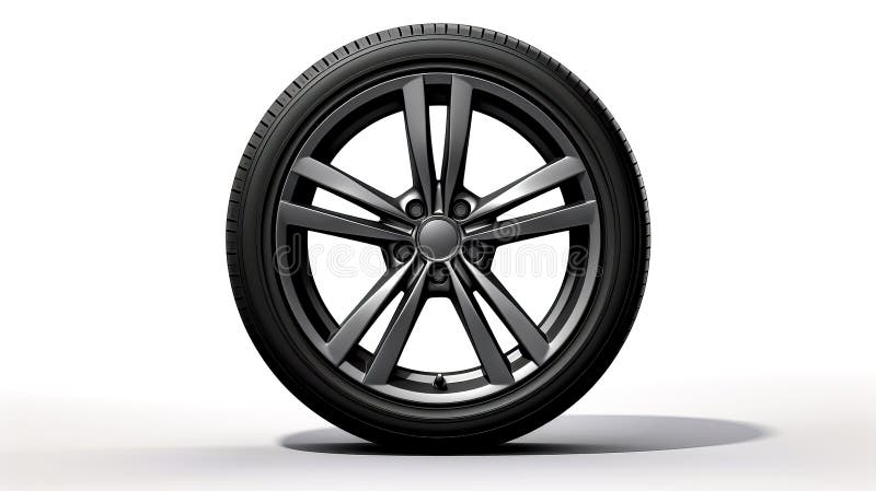 Car Tire on White Background with Shadow from the Front Wheel ...