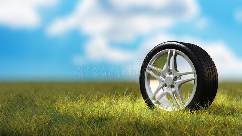Car Tires and Casting. Tire Fitting Stock Illustration - Illustration ...