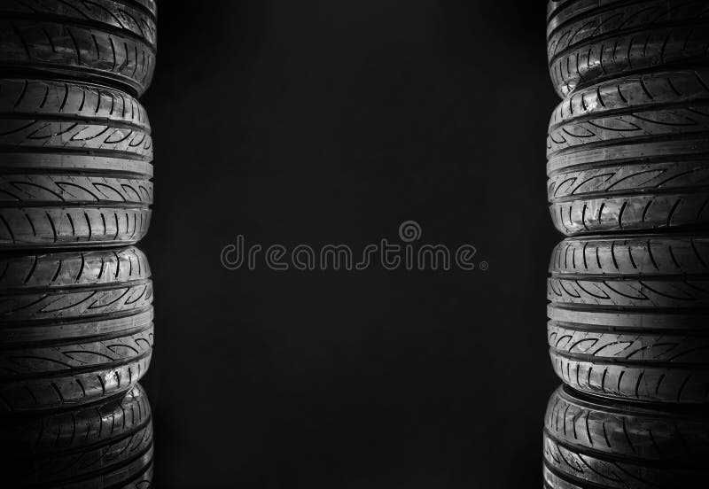 Car Tires Isolated On Black Stock Image - Image of part, driving: 91255395