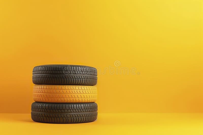 Car Tires, Isolated on Yellow Background. Ai Generated Stock ...