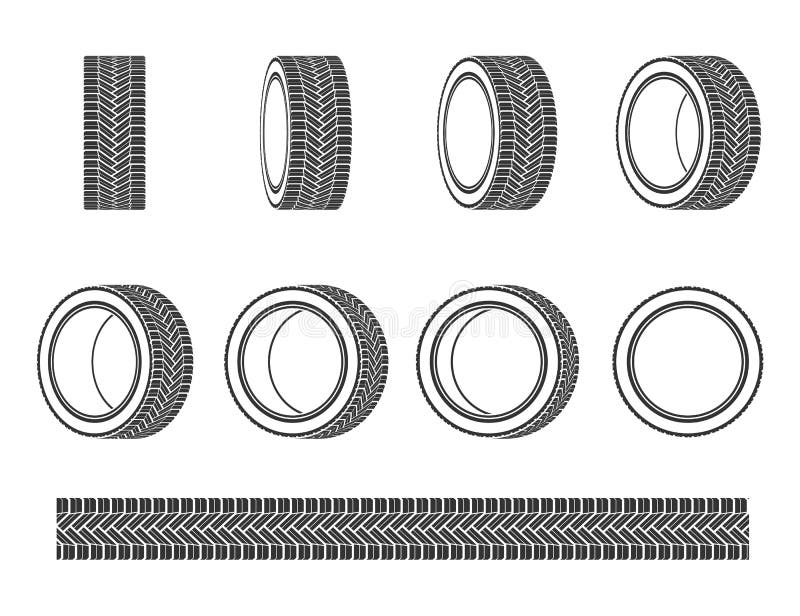 Car Tires Logo Design. Black Rubber Vector Wheel Tyre Stock Vector ...