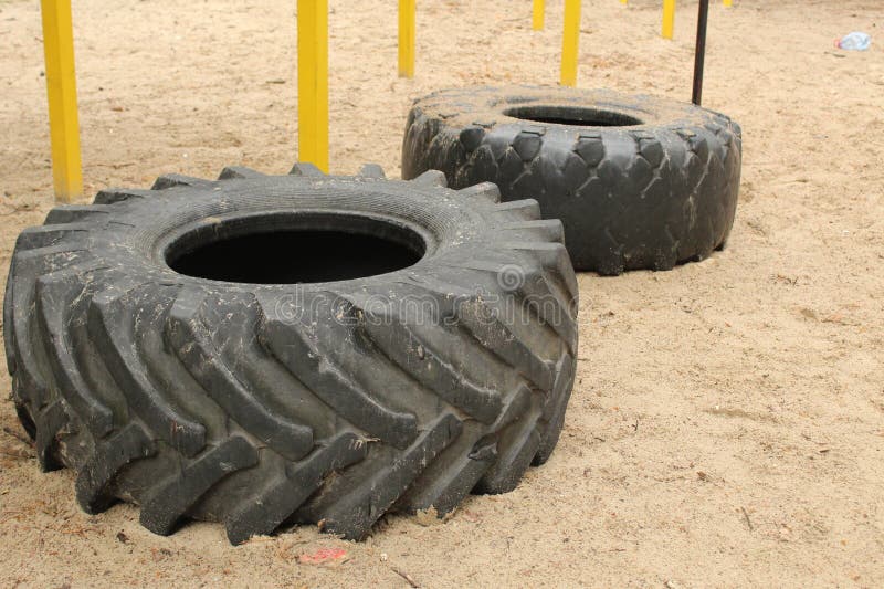 Car Tires are Lying on the Ground. Resource Reuse Stock Image - Image ...