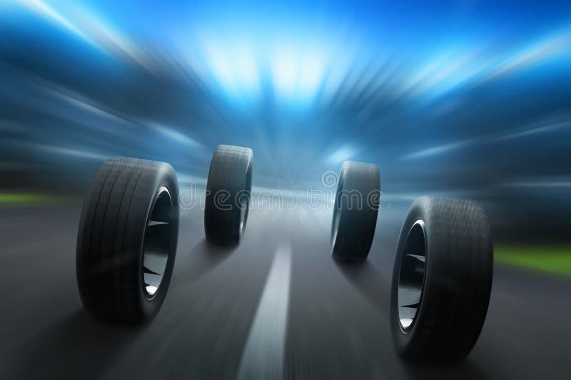 Car Tires on Race Track 3d Illustrations Stock Illustration ...