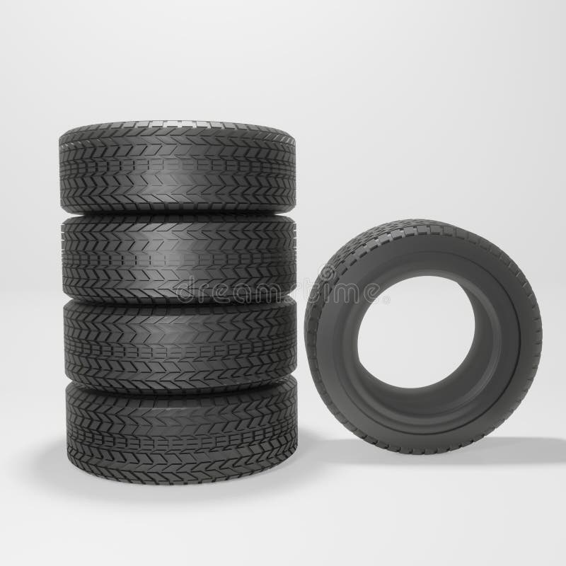 Car Tires Realistic 3d Design Stock Illustration - Illustration of ...