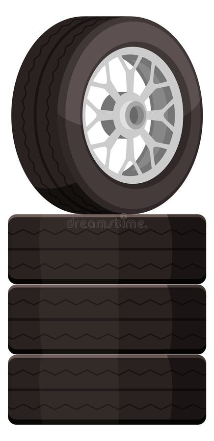 Car Tires Stack. Rubber Auto Wheel Heap Stock Vector - Illustration of ...