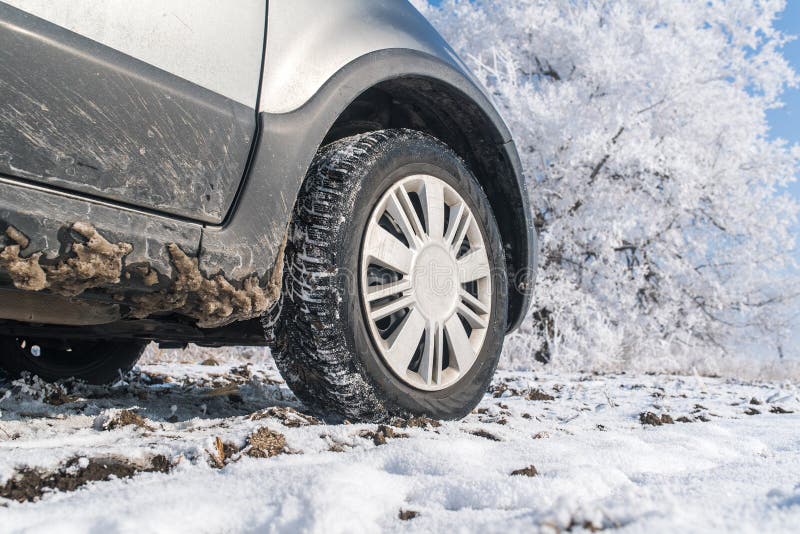 Car tires in winter stock image. Image of automobile - 84647711