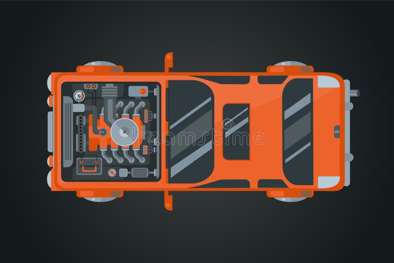 Car Top View. Auto Vehicle Vector Illustration. Automobile Infographic ...