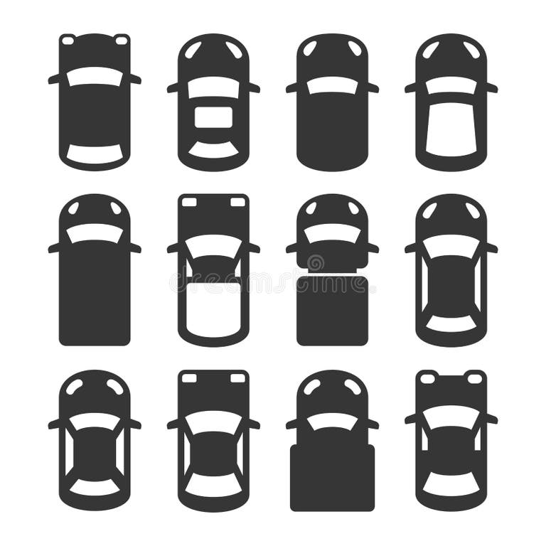 Car Top View Icons Set. Vector Stock Vector - Illustration of motor ...