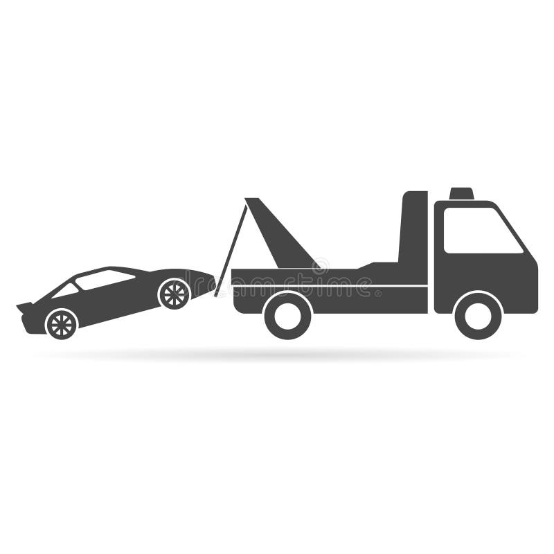 Towing Wrecker Truck and Car Ring Icon, Color Set Stock Vector ...